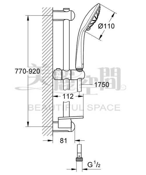 GROHE EUPHORIA 110 MASSAGE 滑桿組 27226001 - 美麗空間衛浴,精品衛浴設備