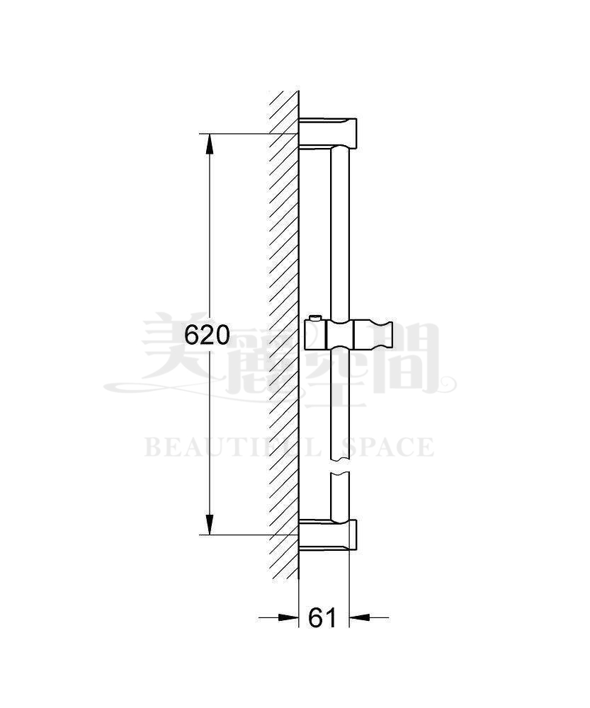 GROHE RAINSHOWER SMARTACTIVE 90cm 升降滑桿 毛絲面石墨黑 26603AL0 - 美麗空間衛浴,精品衛浴設備